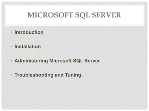 Microsoft Sql Server Database Administration PPT