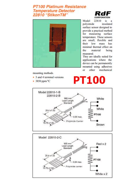 pt100 datasheet resistance temperature detector