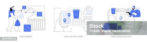 스마트 폐기물 관리 시스템 절연 만화 벡터 일러스트 레이 션 Se 쓰레기에 대한 스톡 벡터 아트 및 기타 이미지 쓰레기 전자폐기물 순서 Istock