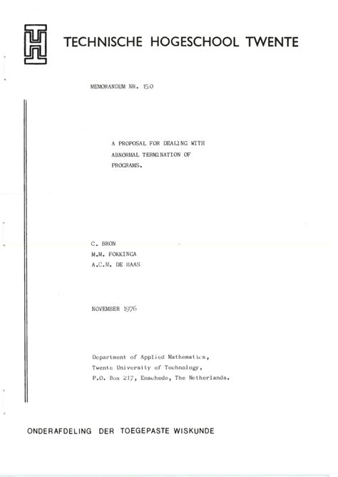 Pdf A Proposal For Dealing With Abnormal Termination Of Programs