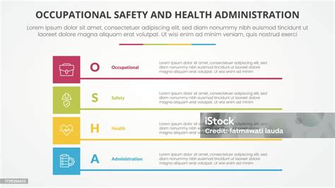 미국 산업안전보건청 박스형 크리에이티브 직사각형 플랫 스타일의 4점 목록이 있는 슬라이드 프레젠테이션을 위한 템플릿 인포그래픽 개념 개념에 대한 스톡 벡터 아트 및 기타