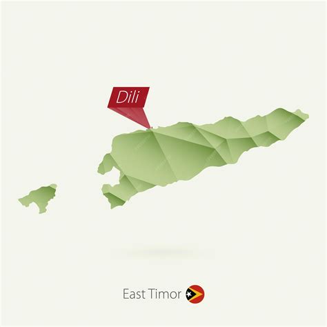 Premium Vector Green Gradient Low Poly Map Of East Timor With Capital
