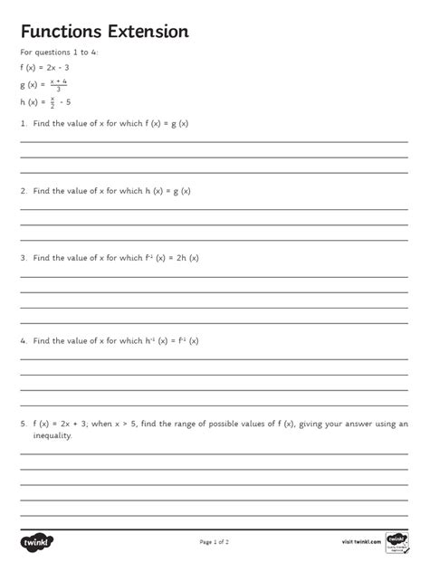 lesson 3 functions extension activity sheet pdf inequality