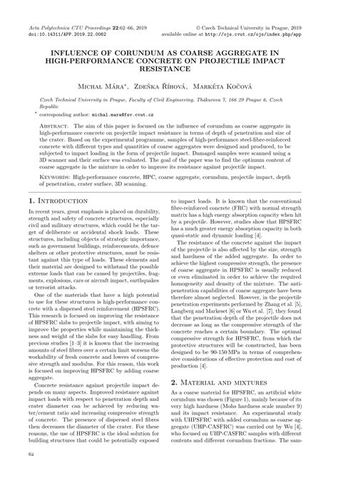 Pdf Influence Of Corundum As Coarse Aggregate In High Performance Concrete On Projectile