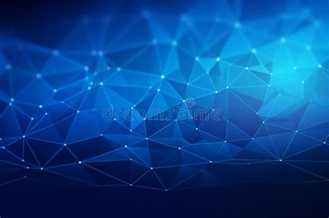 Abstract Blue Polygonal Background With Connecting Dots And Lines Ai