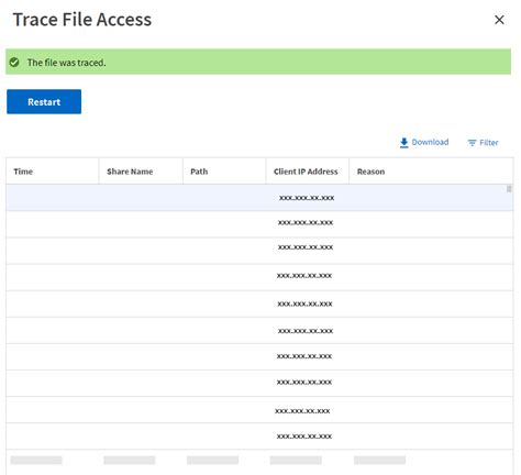 Trace File Access In Osm Shows Empty Table In Gui Netapp Knowledge Base