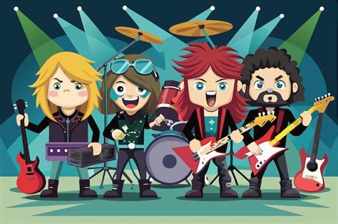 Cartoon Rock Band Instruments
