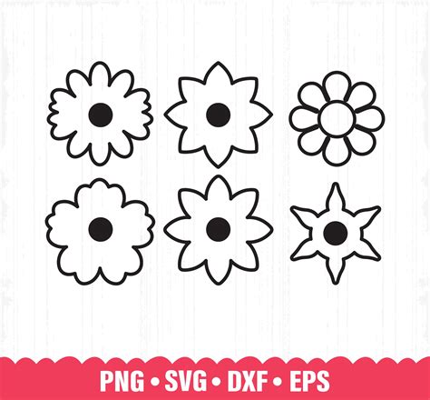 Flower Outline Svg Bundle Floral Cutting Files Digital Download Etsy