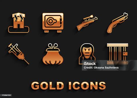 지갑 경찰 산탄총 감옥 창 도둑 마스크 주사기 스코프가 있는 저격 소총 방화 집 및 안전 아이콘을 설정합니다 벡터 0명에 대한 스톡 벡터 아트 및 기타 이미지 Istock