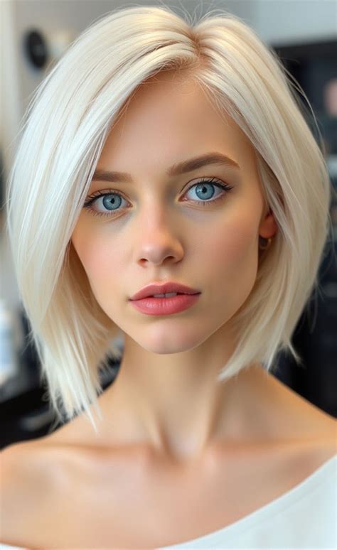 50 Stunning Hair Colours For Women Platinum Blonde Bob With A Soft Edge