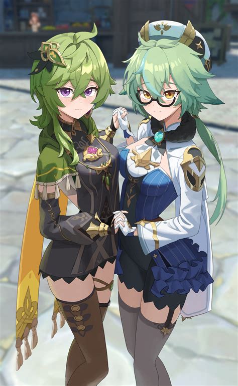 Collei Sucrose And Blanche Genshin Impact Drawn By Llami0 Danbooru
