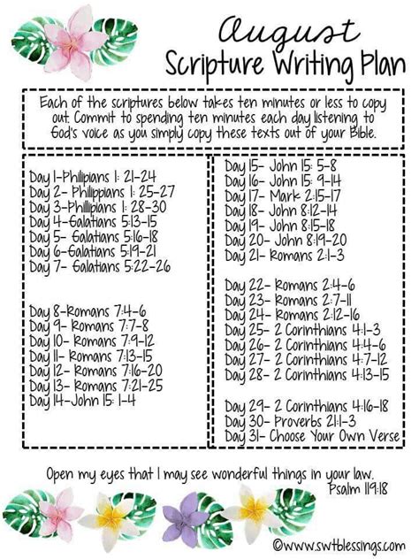 August Scripture Writing Plans Writing Plan Bible Prayers