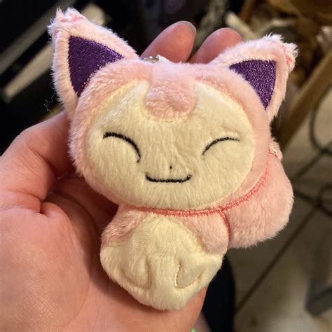 Skitty Inspired Plush Keychain Etsy