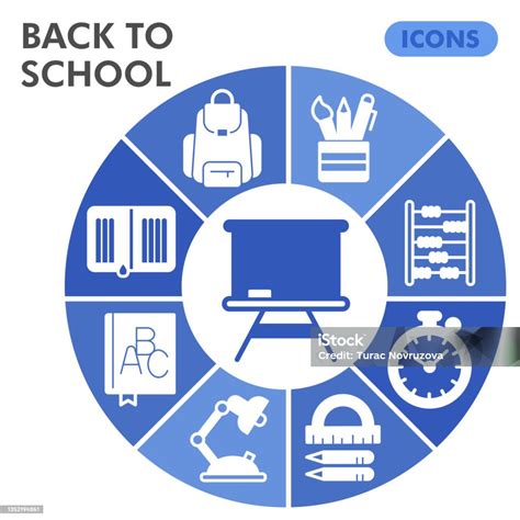 현대 학교 인포그래픽 디자인 템플릿 파란색 배경에 9 단계 도넛 디자인교육 인포그래픽 시각화 프레젠테이션을 위한 템플릿을 공부합니다 크리에이티브 벡터 일러스트레이션 10에