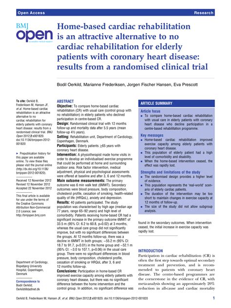 Pdf Home Based Cardiac Rehabilitation Is An Attractive Alternative To