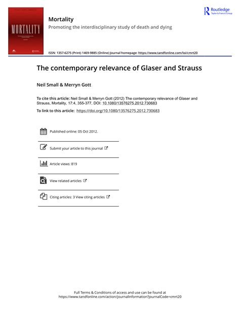 Pdf The Contemporary Relevance Of Glaser And Strauss