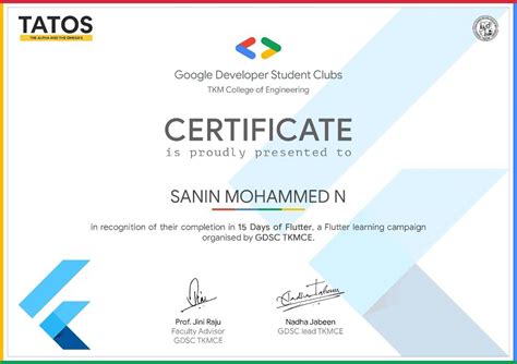sanin mohammed n on linkedin flutterbootcamp gdsc tkmce