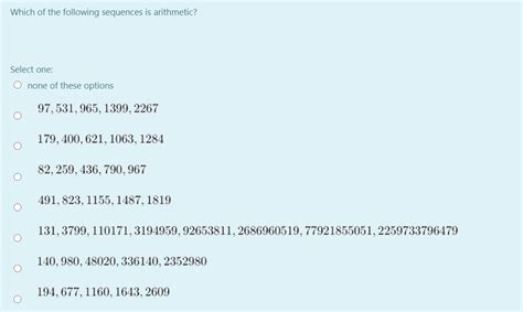Solved Which Of The Following Sequences Is Arithmetic Chegg