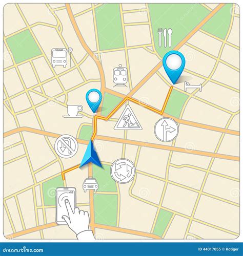 using phone for street map navigation vector stock vector