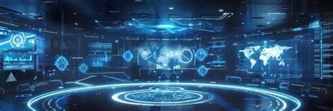 Premium Photo Advanced Technological Interface With Blue Hud Elements