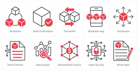 A Set Of 10 Blockchain Icons As Blockchain Block Confirmation Transaction 48048541 Vector Art