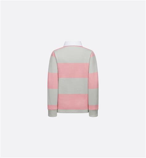 Polo A Maniche Lunghe Per Bambini Jersey Di Cotone Grigio A Strisce Dior