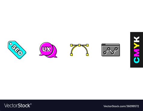 set seo optimization ui or ux design bezier vector image