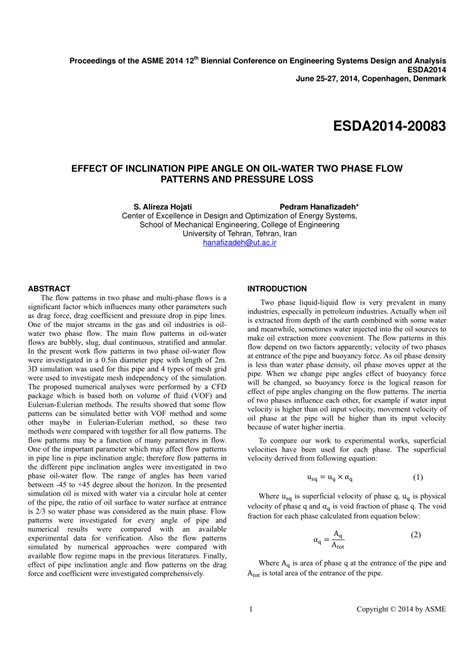 Pdf Effect Of Inclination Pipe Angle On Oil Water Two Phase Flow