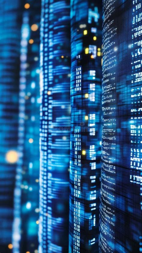 Digital Data Visualization With Bright Blue Clusters And Background Stock Illustration