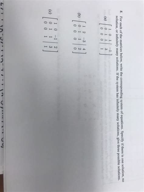 Solved For Each Of The Matrices Below Write The
