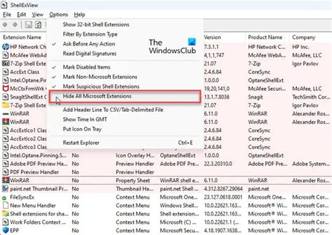 how to use shellexview on windows to disable shell extensions