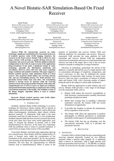 Pdf A Novel Bistatic Sar Simulation Based On Fixed Receiver