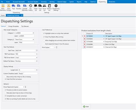 Dispatching Settings Paradigm Erp By Paragon Documentation