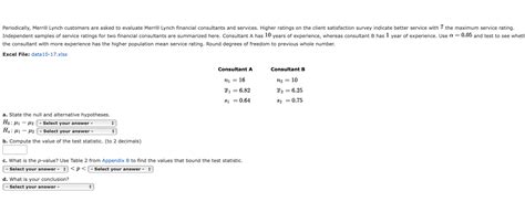 Solved Excel File Data10 17xisx A State The Null And