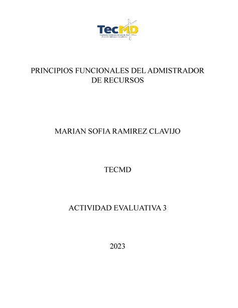 Principios Funcionales Del Administrador De Recursos Principios