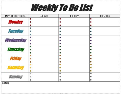 Free Weekly To Do List Templates Printable Samples