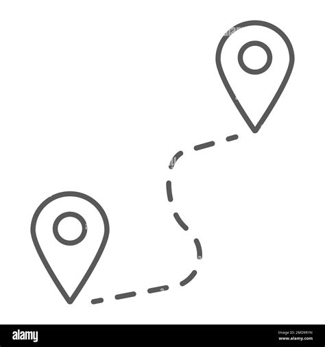 Route Thin Line Icon Travel And Tourism Location Sign Vector Graphics
