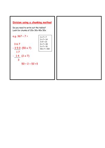 Division Using The Chunking Method Tu By Nayanmaya Teaching Resources Tes