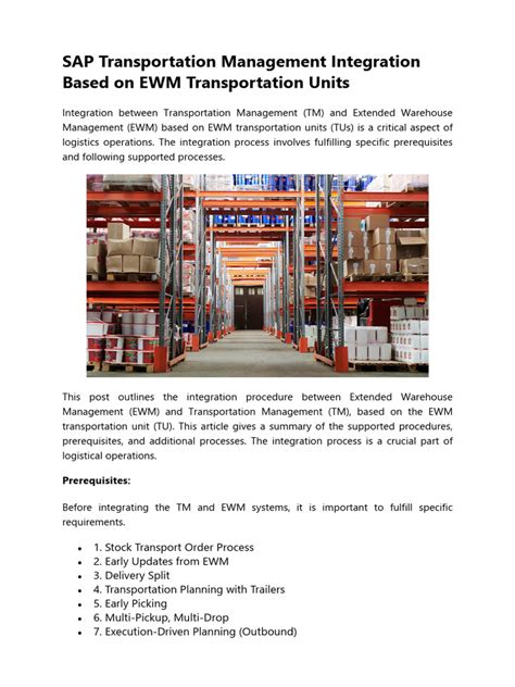 Sap Tm Ewm Integration 1706252712 Pdf Cargo Logistics