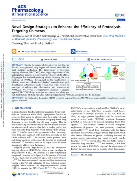 Pdf Novel Design Strategies To Enhance The Efficiency Of Proteolysis