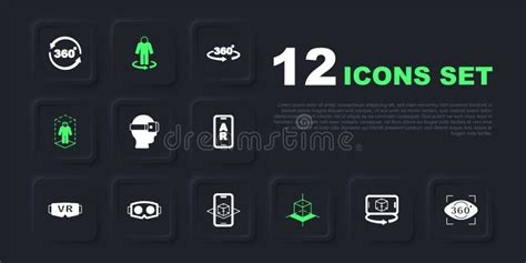 Set D Modeling Degree View Virtual Reality Glasses And Icon Vector Stock Vector