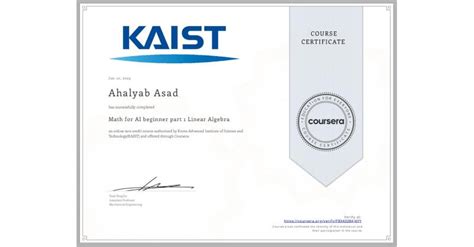 Ahalyab Asad On Linkedin Completion Certificate For Math For Ai