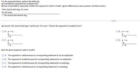 Solved For The Argument Below Perform The Following A