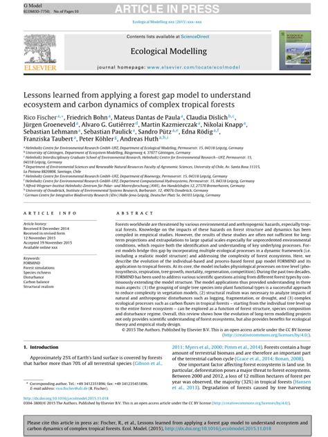 Pdf Lessons Learned From Applying A Forest Gap Model To Understand Ecosystem And Carbon