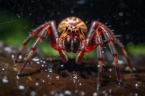 Premium Ai Image A Close Up Of A Spider With A Red Head And Legs Generative Ai