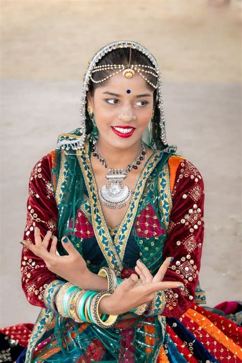 Young Indian Girl In Traditional Rajasthani Attire Close Up Shots From