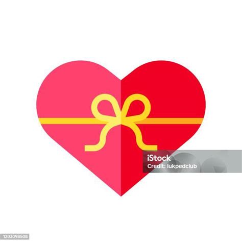 하트 모양의 기프트 박스 벡터 일러스트 플랫 스타일 아이콘 벡터에 대한 스톡 벡터 아트 및 기타 이미지 벡터 사랑 생일
