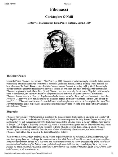 Fibonacci Pdf Numbers Mathematics