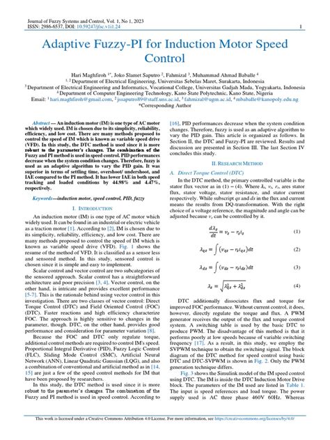 adaptive fuzzy pi for induction motor speed control download free pdf