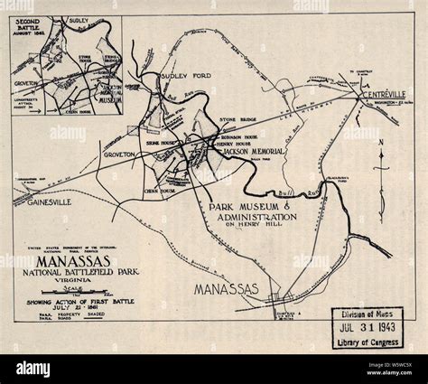 Civil War Maps 0598 Manassas National Battlefield Park Virginia Showing